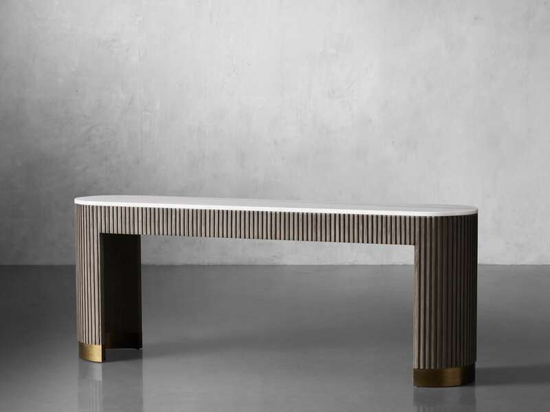 Finnley Console Table by Arhaus (73", White Marble, Liath Smoke ...